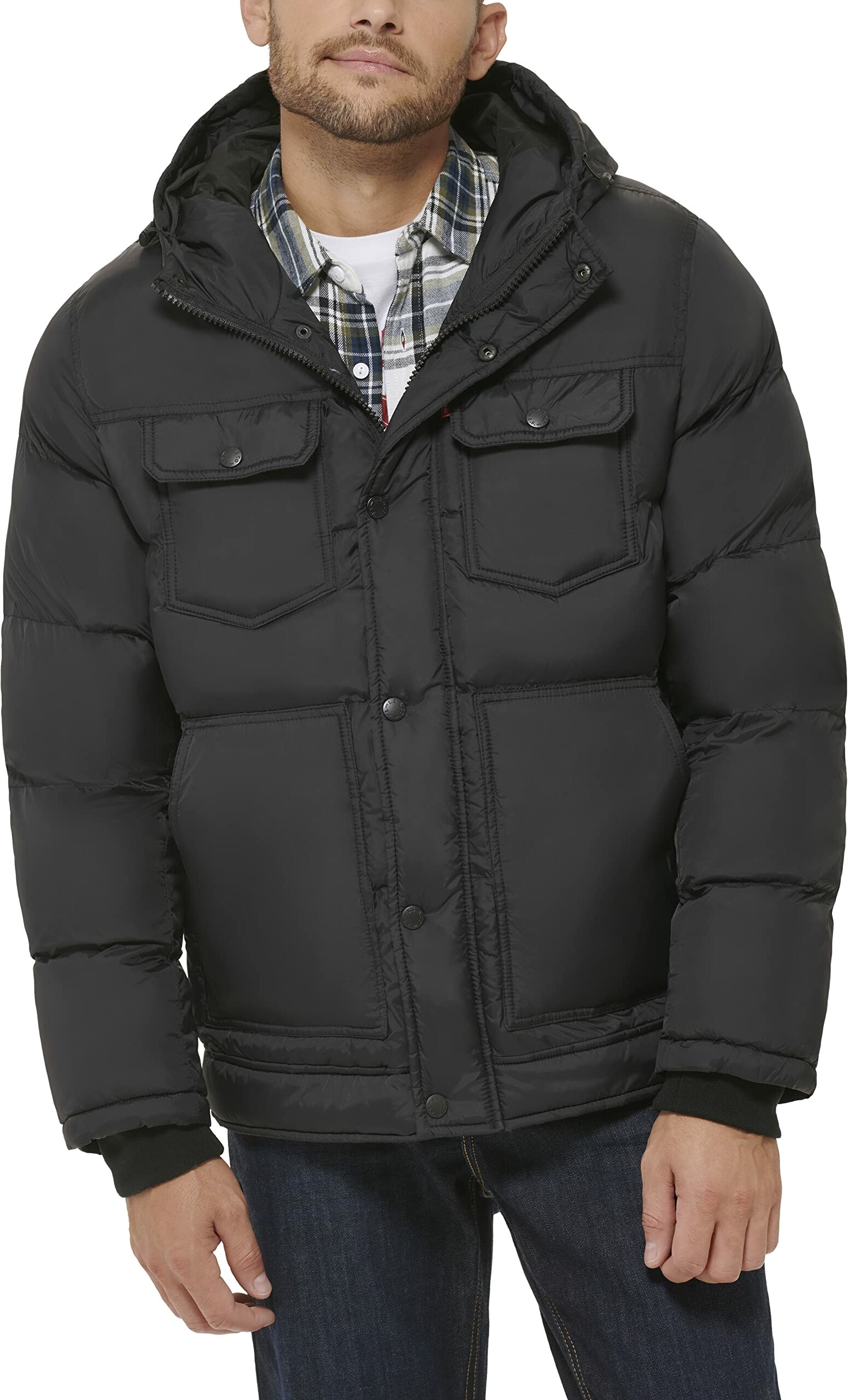 Куртка Levis Men Heavyweight Mid-Length Hooded Military Puffer Jacket ...